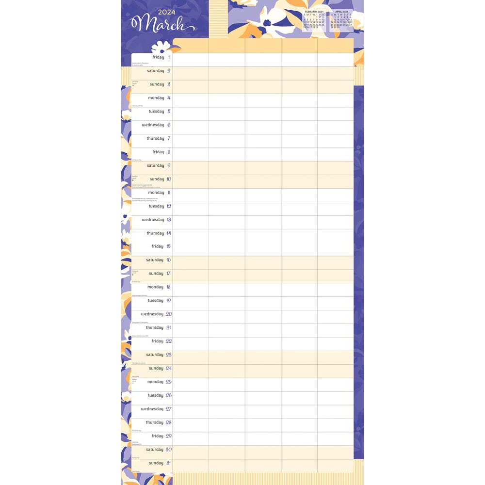 Great Big Family Planner | 2024 12 x 24 Inch Monthly Square Wall Calendar | Matte Paper and Sticker Sheet | StarGifts | Planning Organization