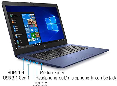 hp Newest Stream 14" HD SVA Laptop Computer, Intel Celeron N4020 Processor, 8GB RAM, 128GB Space(64GB eMMC+64GB MSD), Office 365, HDMI, Bluetooth, Windows 10, Blue, AllyFlex MP, Online Class