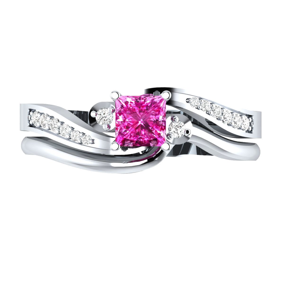 IDEALJEWEL95 Women's 0.75 ct Pink & White Sapphire Silver Bridal Ring Set Free Size For Engagement/Wedding/Valentines (Ring Size :- 11)