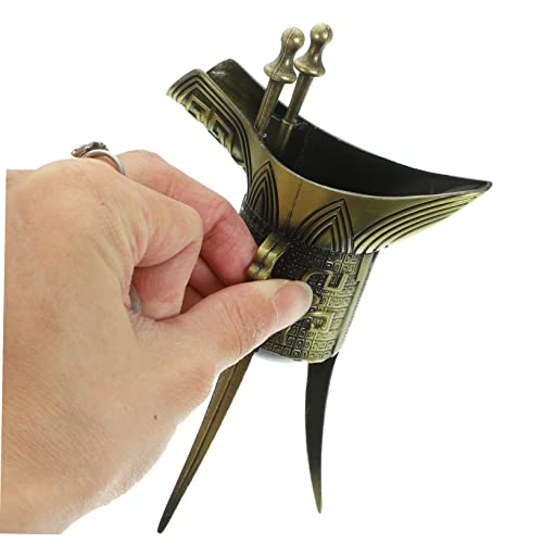 Hohopeti Antique Copper Mug Ancient Drinkware Gift Home Decoration Cup Tea Table Decoration Antique Cup Prop Retro Wine Cup Tripod Office Ornaments Zinc Alloy Chinese Style