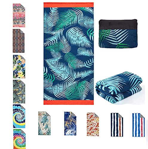 GRABLOOM Microfiber Beach Towel Double-Sided Velvet Adult Swimming Bath Towel Quick-Drying Printed Beach Towel Customization Beach Towels Oversized Clearance 4 Pack Thick