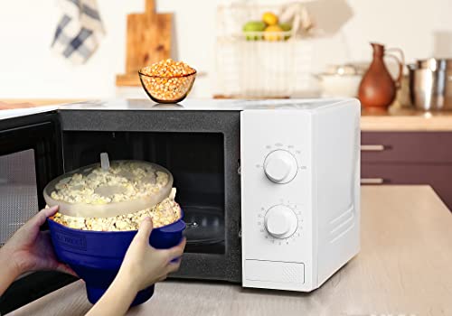 The Original Korcci Microwaveable Silicone Popcorn Popper, BPA Free Microwave Popcorn Popper, Collapsible Microwave Popcorn Maker Bowl, Dishwasher Safe - Blue
