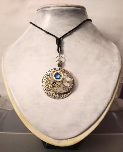 Half-Moon design Timepiece geared Steampunk necklace jewelry