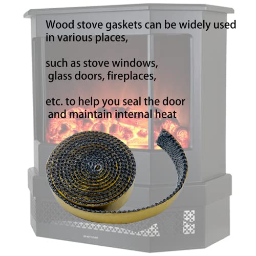 Stove and Fireplace Replacement Gasket Tape, High Temperature Fiberglass Flat Gasket Tape ,Self Adhesive Flat Gasket for Woodburning Coal Stoves Smokers (1" Width 78" Length)