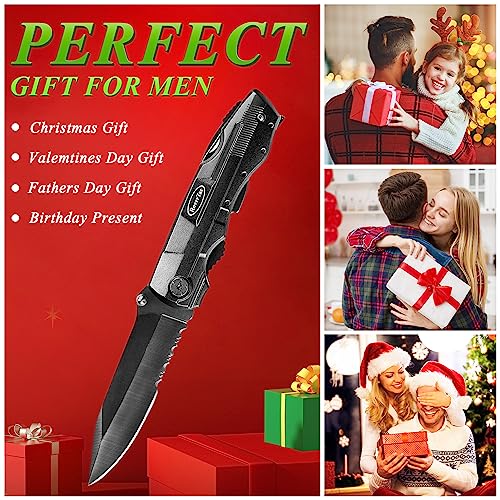 RoverTac Pocket Knife Tactical Folding Multi Tool Knife with Pliers Bottle & Can Opener 9-Pack Screwdrivers Liner Lock Nylon Sheath Perfect for Camping Survival Hiking