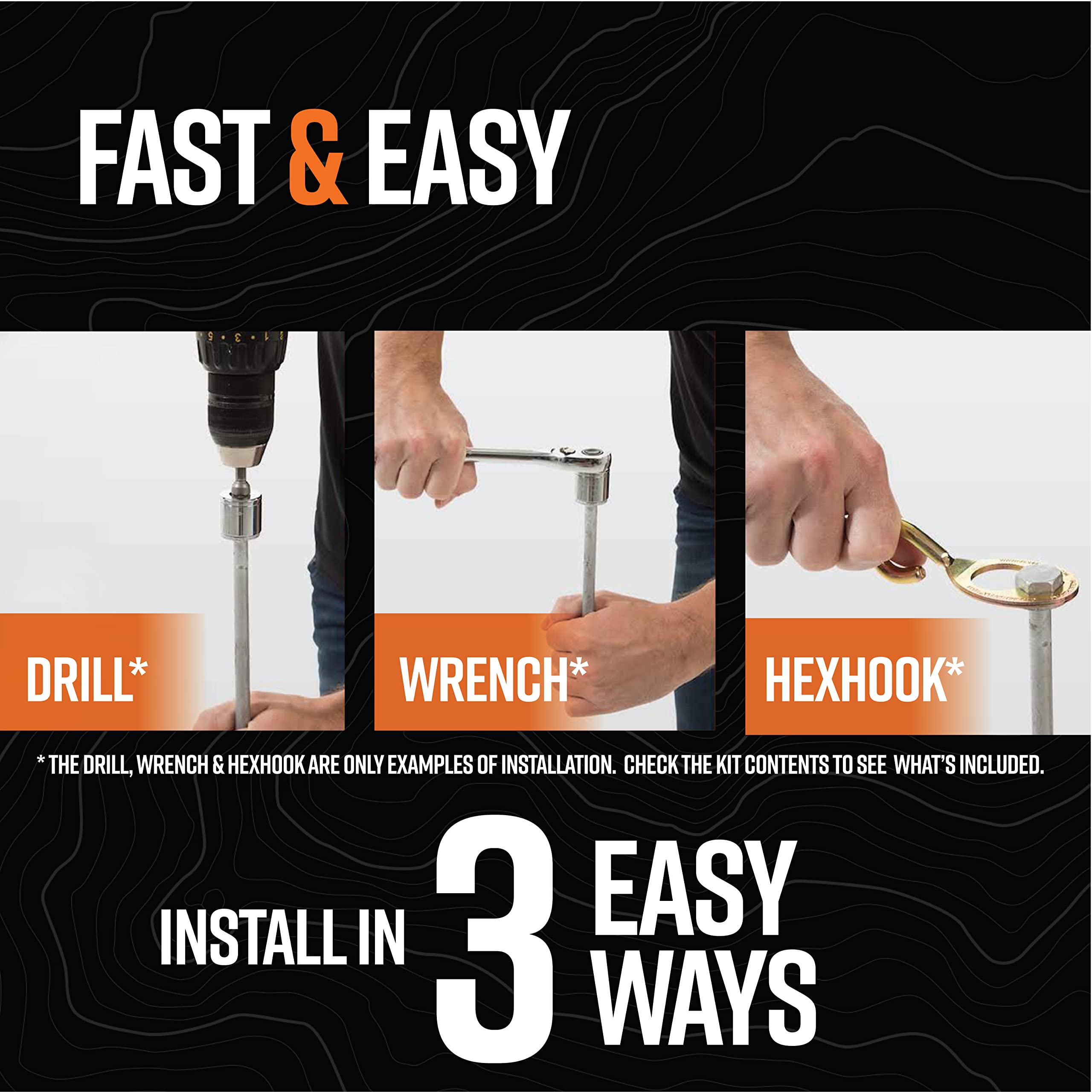 GROUNDGRABBA Screw in Tent Stake Sand Stake Midi Combo Pack | 4X GG Lite | 4X GG Pro | 4X GG Pro II | 8X HexHook Pro | Premium Drill Driven Ground Anchor Earth Screws