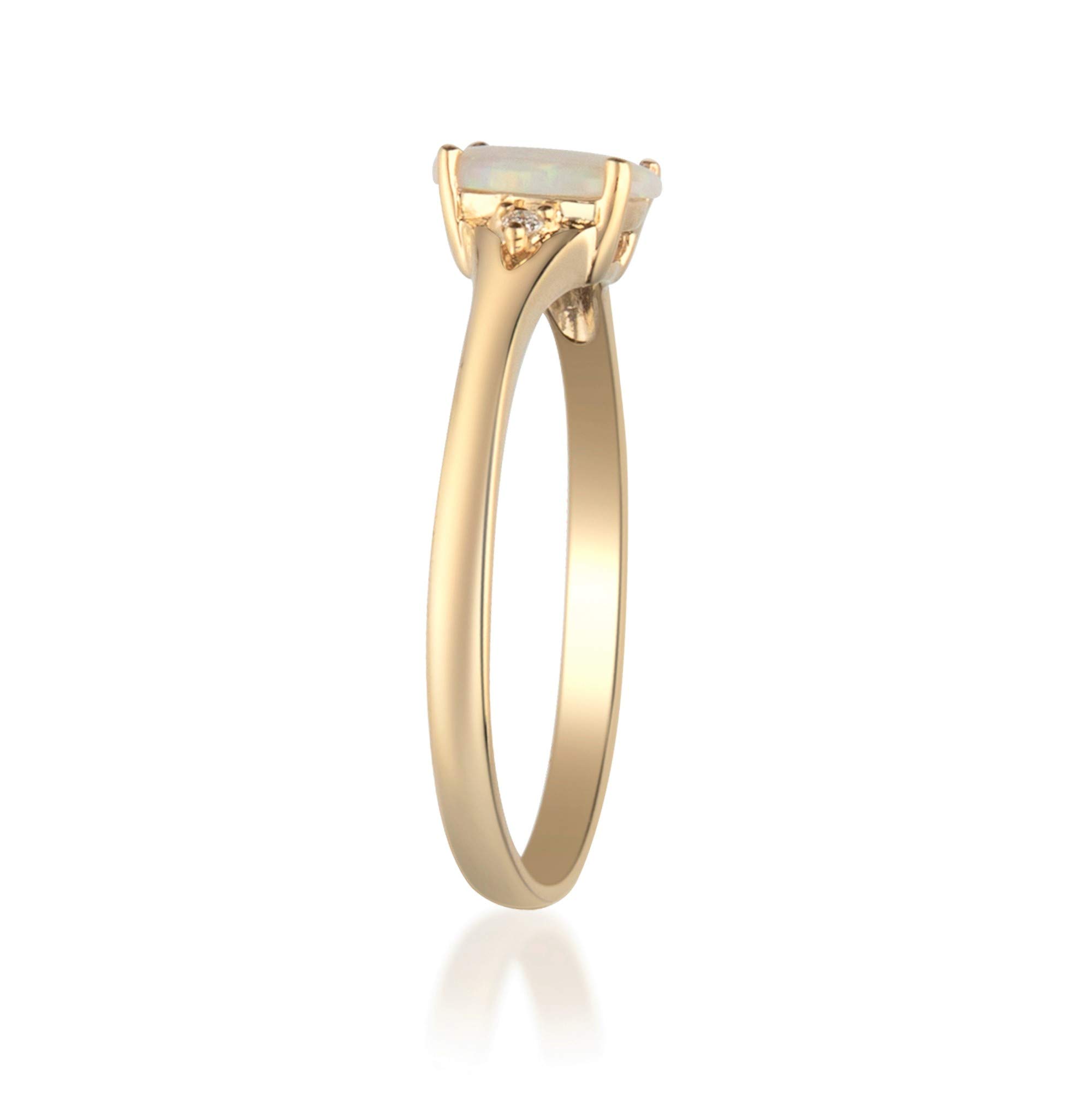 Gin & Grace 10K Yellow Gold Natural Opal Diamond (I1,I2) Propose Promise Ring (Size 7) for Women