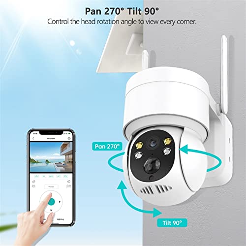 Security Camera Camera Solar Camera Wifi Outdoor 1080P PIR Human Detection Wireless Surveillance IP Cameras With Solar Panel 7800mAh Recharge Battery Surveillance Camera with Spotlight ( Color : 1080P