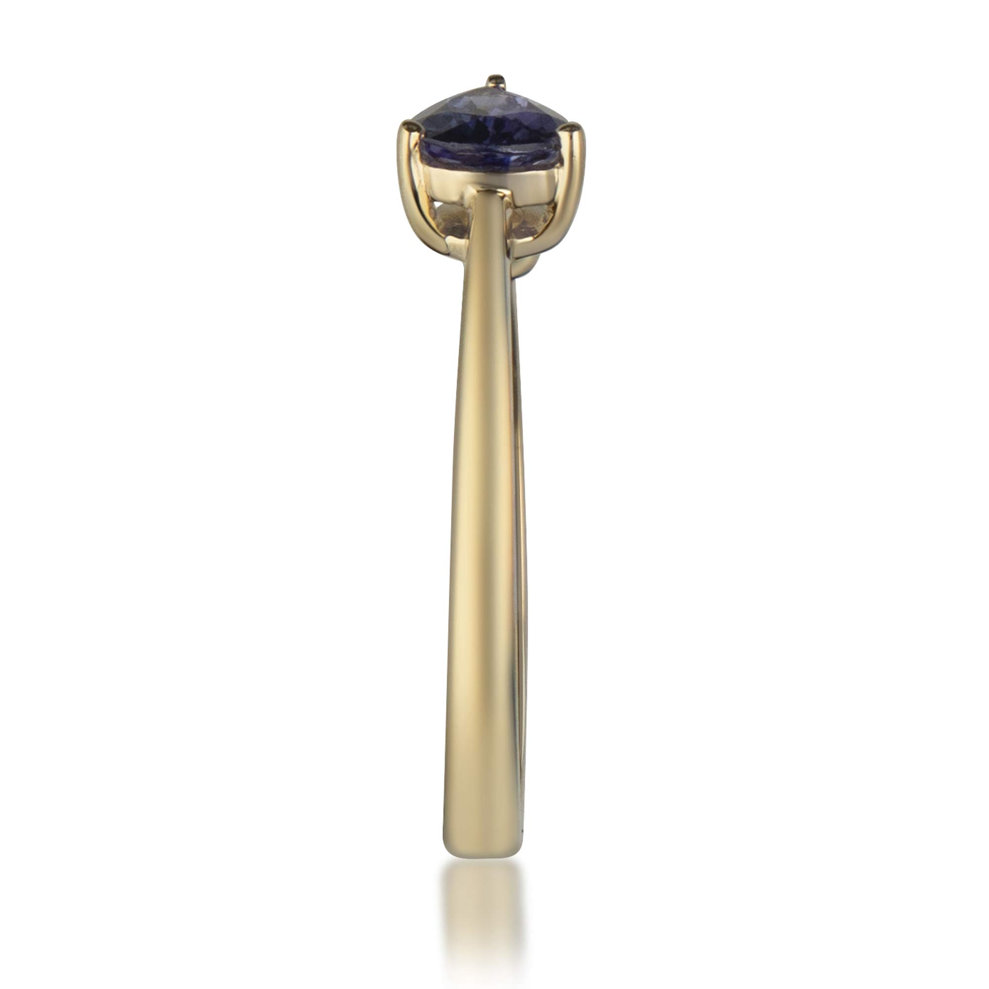 Gin & Grace 14k Yellow Gold Genuine Tanzanite Diamond (SI1) Propose Promise Ring (Size 7) for Women