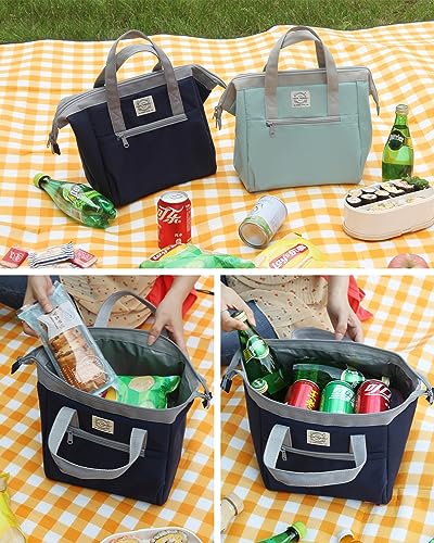 GOX Lunch Bag Women, Insulated Leakproof Lunch Boxes for Men, Large Capacity Reusable Lunch Container for Work Office Picnic or Travel (Navy)