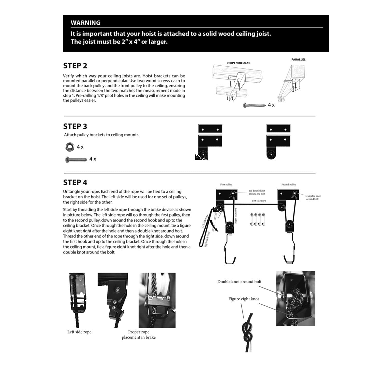 Great Working Tools Kayak Hoist Lift, Hanging 2 Pulley System - 2-Pack Heavy Duty Garage Ceiling Mount 125 Pound Capacity Per Set - Bicycle, Paddleboard, Canoe and Ladder Storage Tool