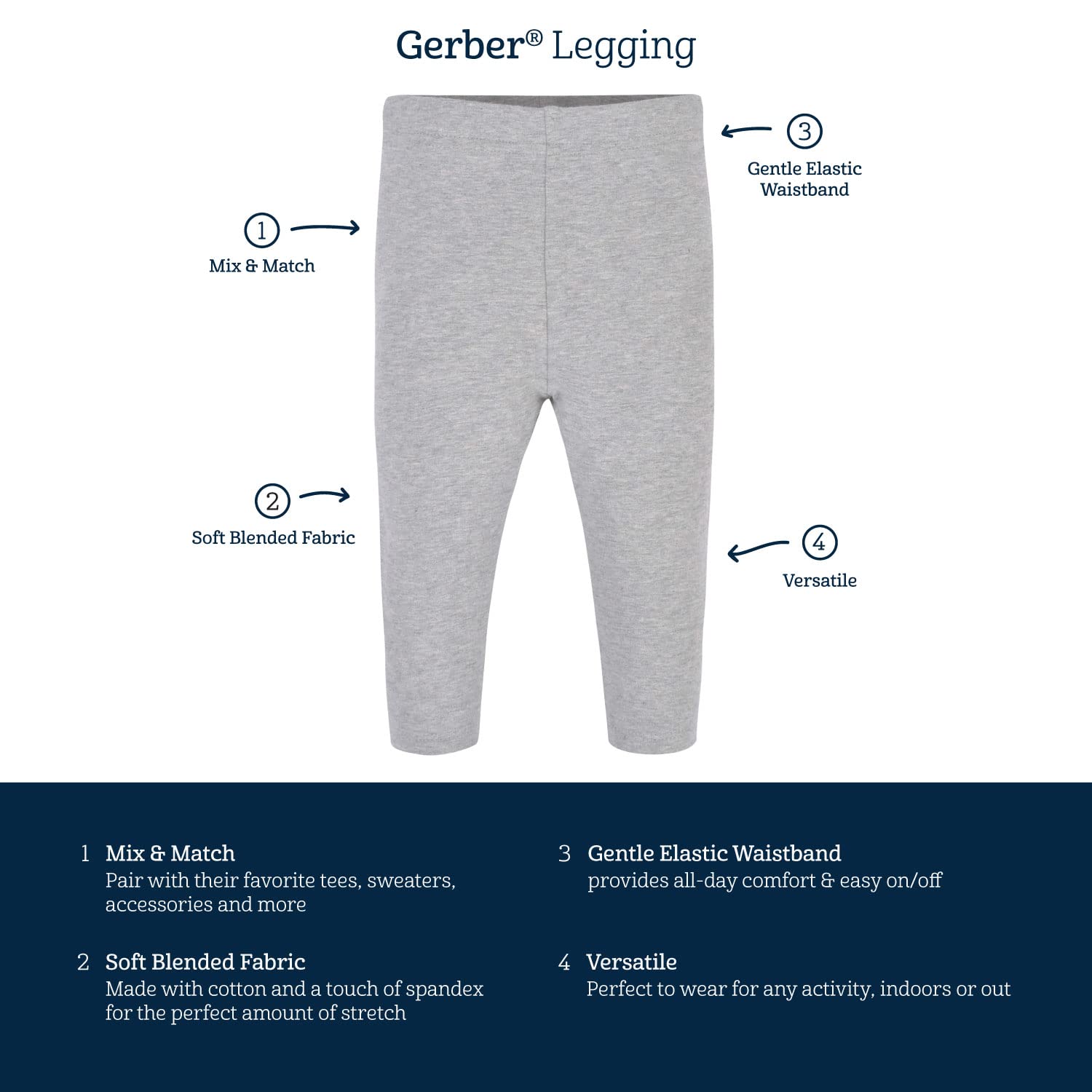 Gerber Baby Girl's Toddler Multi-Pack Premium Leggings, Hot Pink/Navy, 3-6 Months
