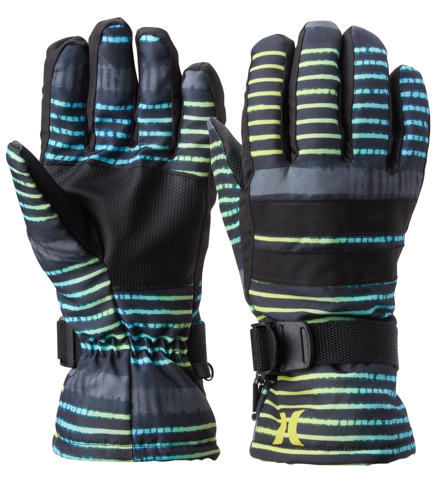 Hurley Men's Snow Gloves - Block Party Water Resistant Thermal Ski Gloves, Size Small/Medium, Black