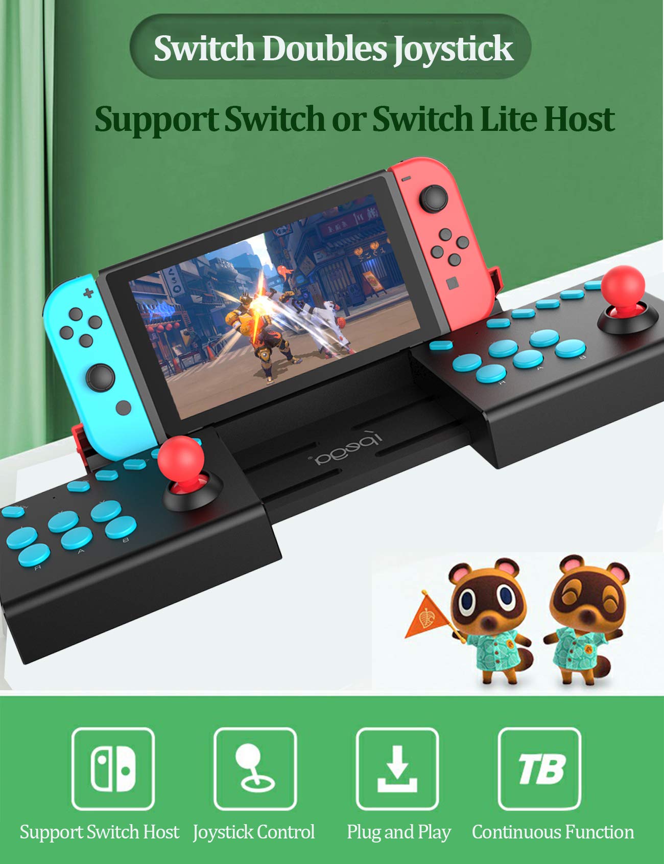 ipega PG-SW002 N-Switch Host Dual Joystick Game Console, Arcade Joystick Gamepad Controller Compatible with N-Switch & Switch Lite, Plug and Play (Such as Mario Series, Street Fighter 2, Fast RMX Etc)