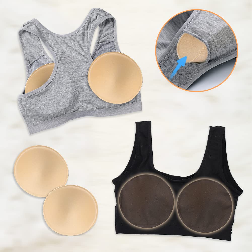 HOTSO Women's Push Up Padding Inserts Removable Bra Pads Inserts Reusable Breathable Breast Enhancers Invisible Bra Liner Pads (Round skin tone, L)