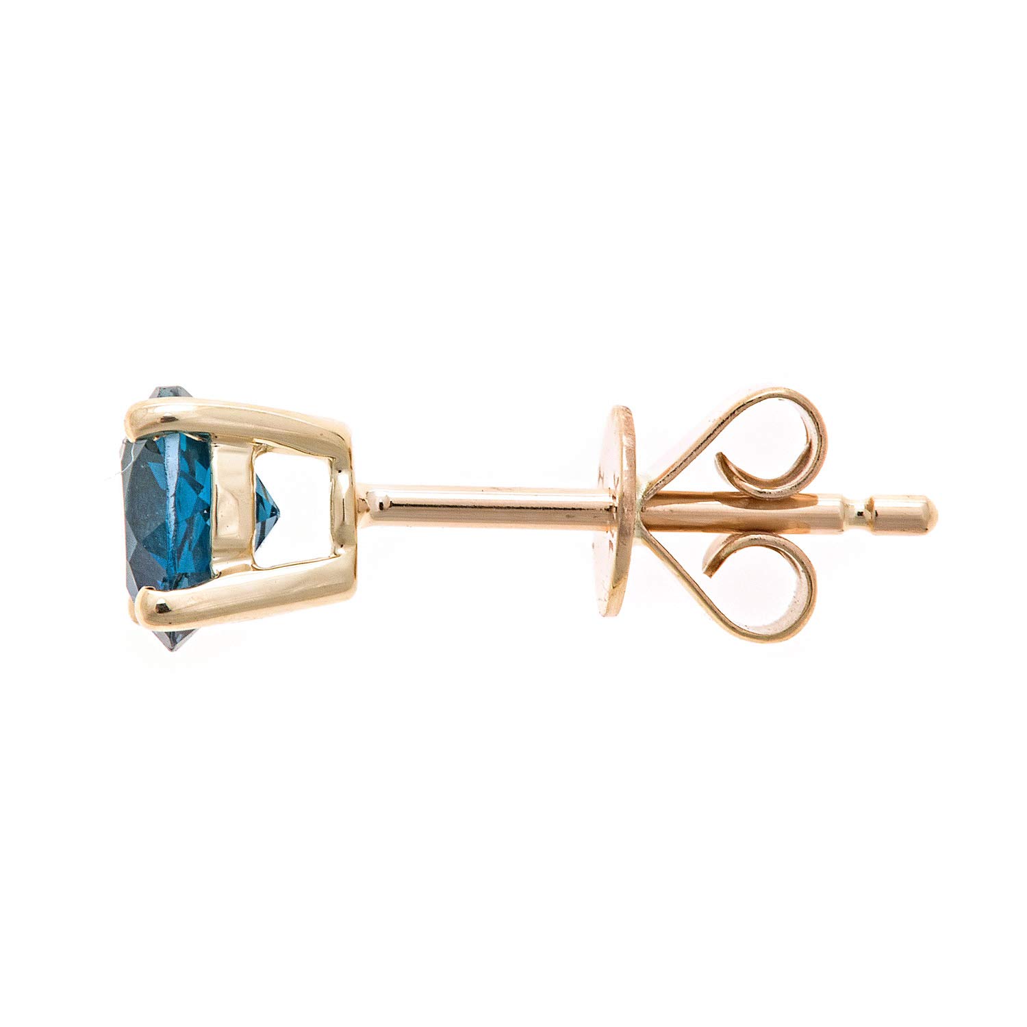 Gin & Grace 10K Yellow Gold Genuine London Blue Topaz Diamond (SI1) Stud Earring for Women