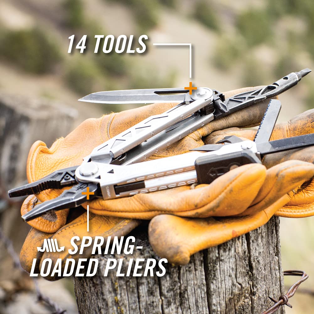 Gerber Gear Center-Drive Multitool Bit Set with Pliers, Knife & More - Silver Tool, Coyote Brown Sheath