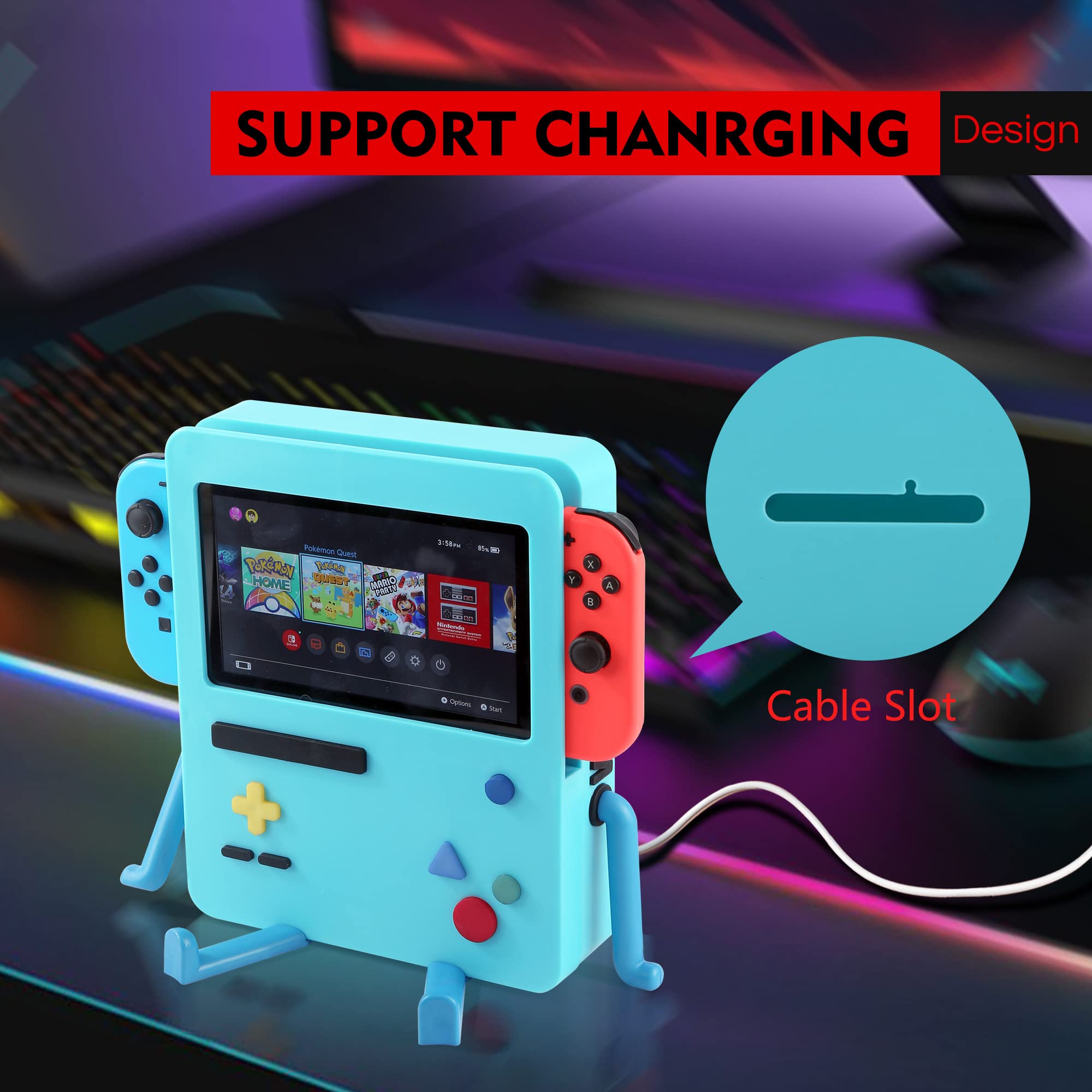 GRAPMKTG Charging Stand Unique Gifts for Game Lover Compatible with Nintendo Switch Portable Dock Blue