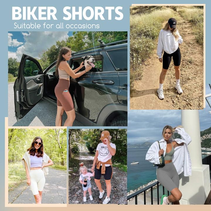 High Waisted Biker Shorts for Women-Workout Yoga Running Shorts Leggings with Pockets (1# Black,3 Pack, X-Large)