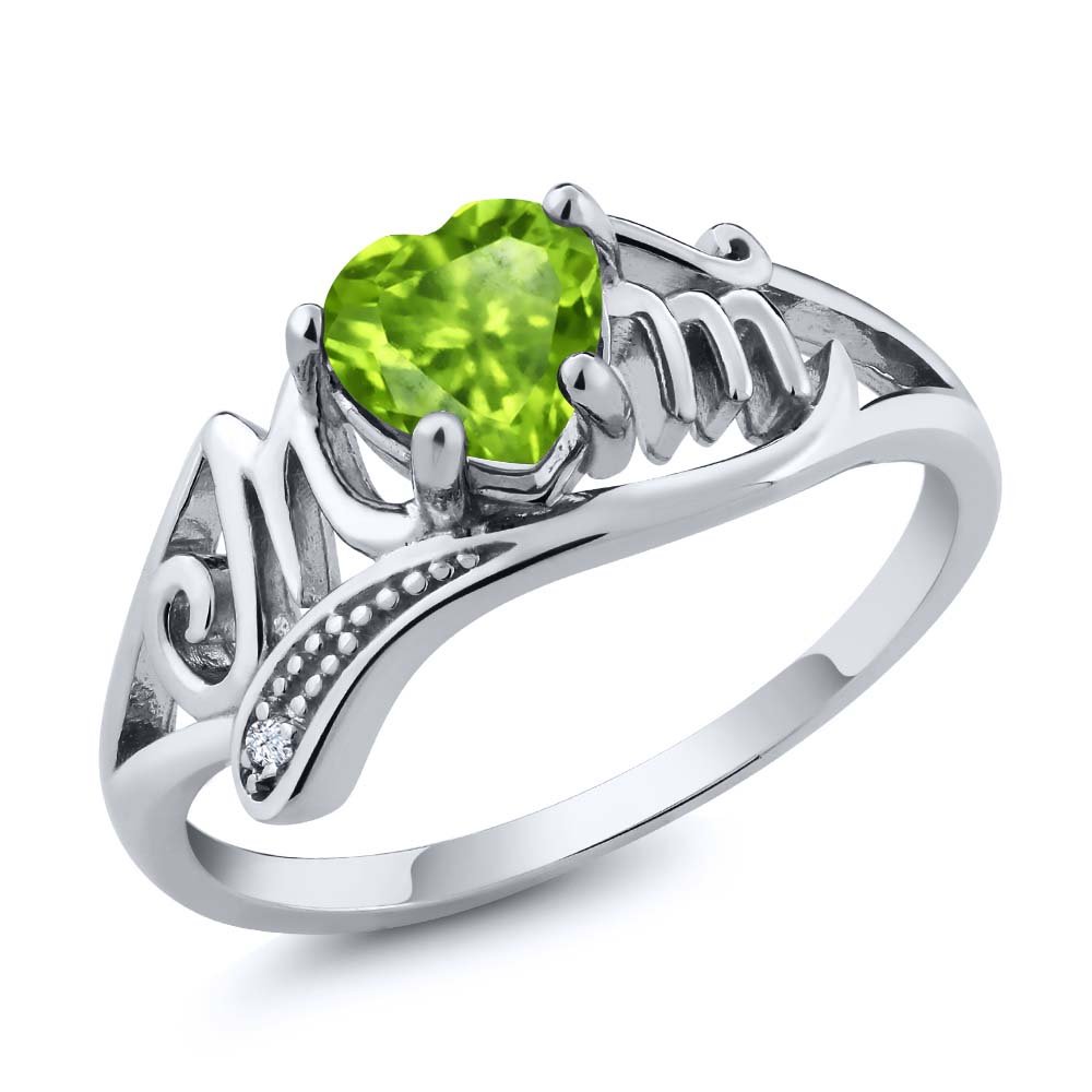 Gem Stone King 925 Sterling Silver 6MM Heart Shape Gemstone Birthstone Mothers Day MOM Ring For Women | Available In Size 5, 6, 7, 8, 9