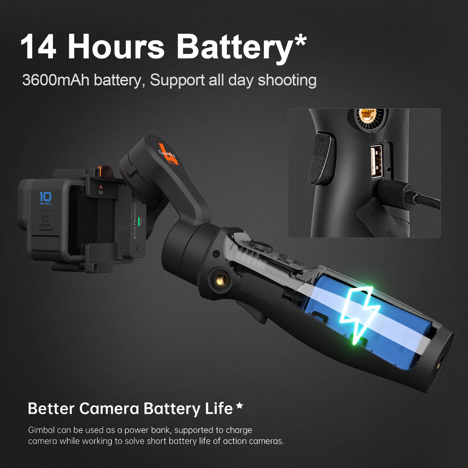 Hohem iSteady Pro 4 3-Axis Action Camera Gimbal with IPX4 Splash Proof for Hero 10/9 8/7/6/5/4 Osmo Action and Other Action Cameras