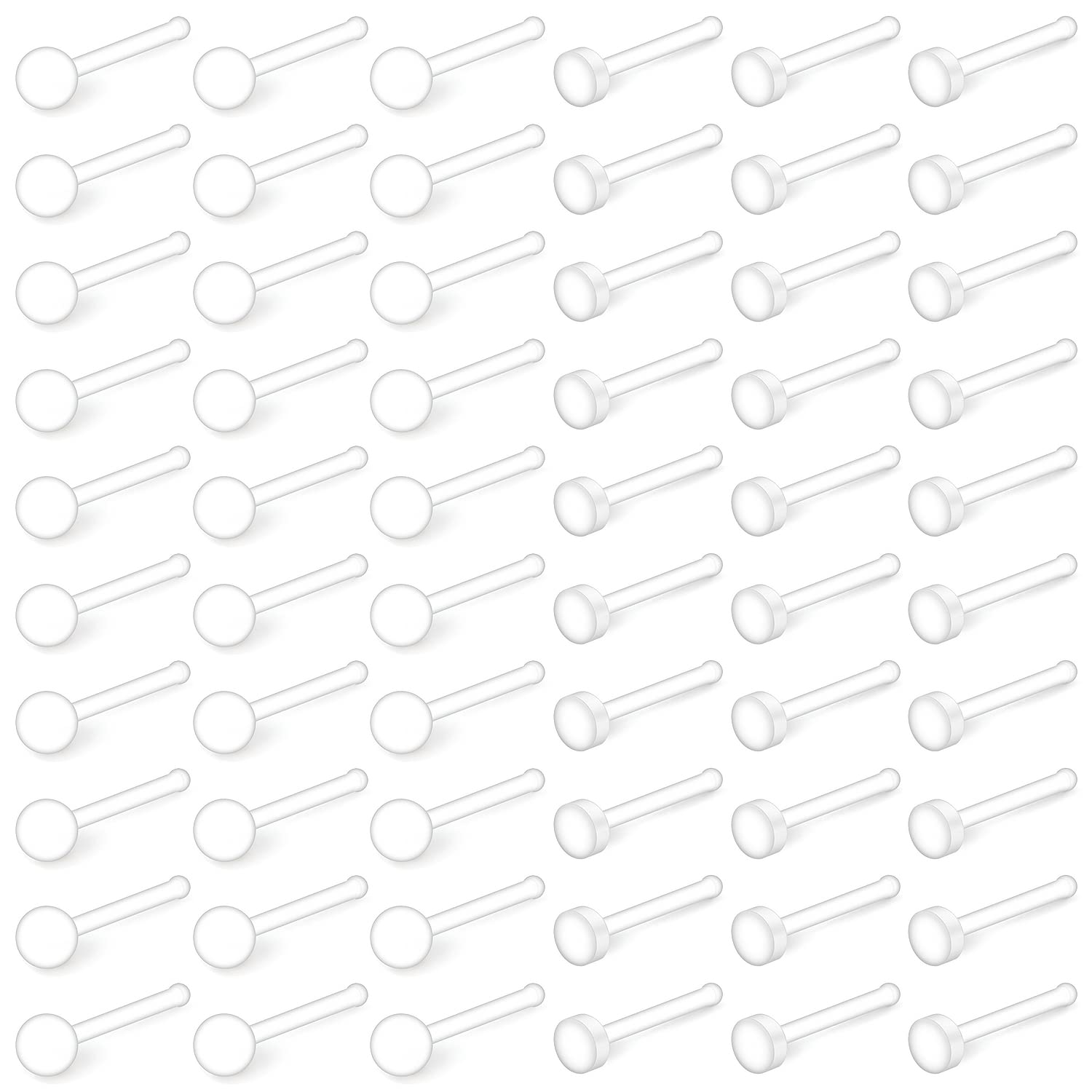 Jenxnjsjo Clear Nose Studs Rings Plastic Silicone Rubber Piercing Retainer 20g Invisible Cover for Women Men Work Surgery