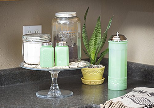 Tablecraft HJ714 Straw Jar with Metal Lid, Green
