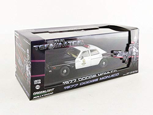 Greenlight 1977 Dodge Monaco Metropolitan Police The Terminator (1984) Movie 1/43 Die-cast Model Car 86534, Black/White