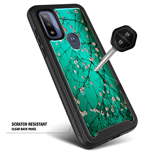 NZND Case for Motorola Moto G Pure, Moto G Play 2023/G Power 2022 with [Built-in Screen Protector], Full-Body Protective Shockproof Rugged Bumper Cover Durable Phone Case (Plum Blossom)