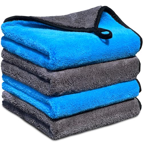 WEST BROS Microfiber Car Drying Towels 16x16 - Premium Autofiber Towels for Cars - Professional Detailing Auto Towel Water Absorber - Rapid Dry Wash Car Cleaning Cloth Micro Fiber 16x16 4-Pack