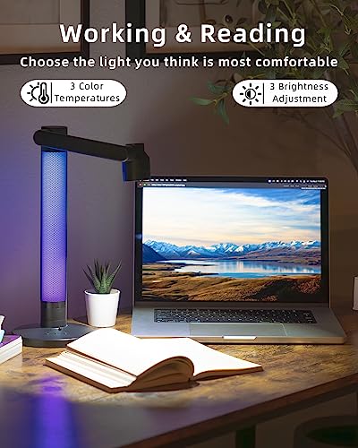howdot RGB Desk Lamp, Ambience and Lighting in 1, Smart Lamp Compatible with Alexa, Color Changing Lamp with APP Control, Music Sync, 600LM Swing Arm Desk Lamp for Home Office Working & Reading