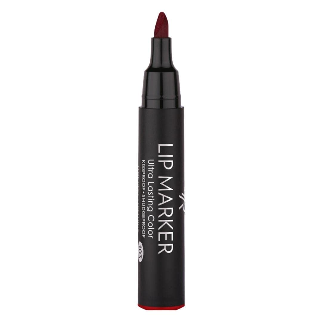 GR Cosmetics Lip Stain, Ultra Long Lasting Lip Marker, Water Based Lip Tint Enriched With Aloe And Vitamin E (103 Brick Red)