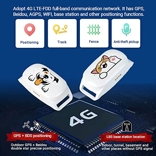 STWAZN Real Time GPS Tracker 4G, Dog/Cat Locator Activity Monitor, 90 Day Ultra Long Track View, Fence Alarm, Lightweight Waterproof Pet Detector,Android/Apple iOS Compatible (Cat)