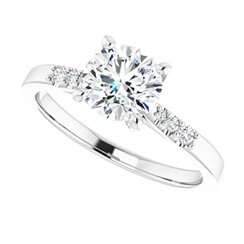 JEWELERYIUM 1 CT Round Cut Colorless Moissanite Engagement Ring, Wedding/Bridal Ring Set, Solitaire Halo Style, Solid Sterling Silver Vintage Antique Anniversary Promise Rings Gift for Womens (8.5)