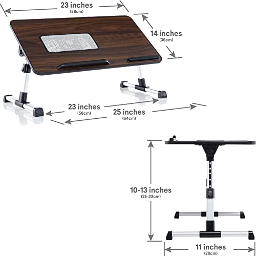 Husband Pillow Combo - Backrest Pillow with Arms : Standard Cowboy Taupe & Lap Desk Bed Tray : XXL Brown - Aspen Memory Foam Reading Pillows for Bed & Laptop Bed Tray Table