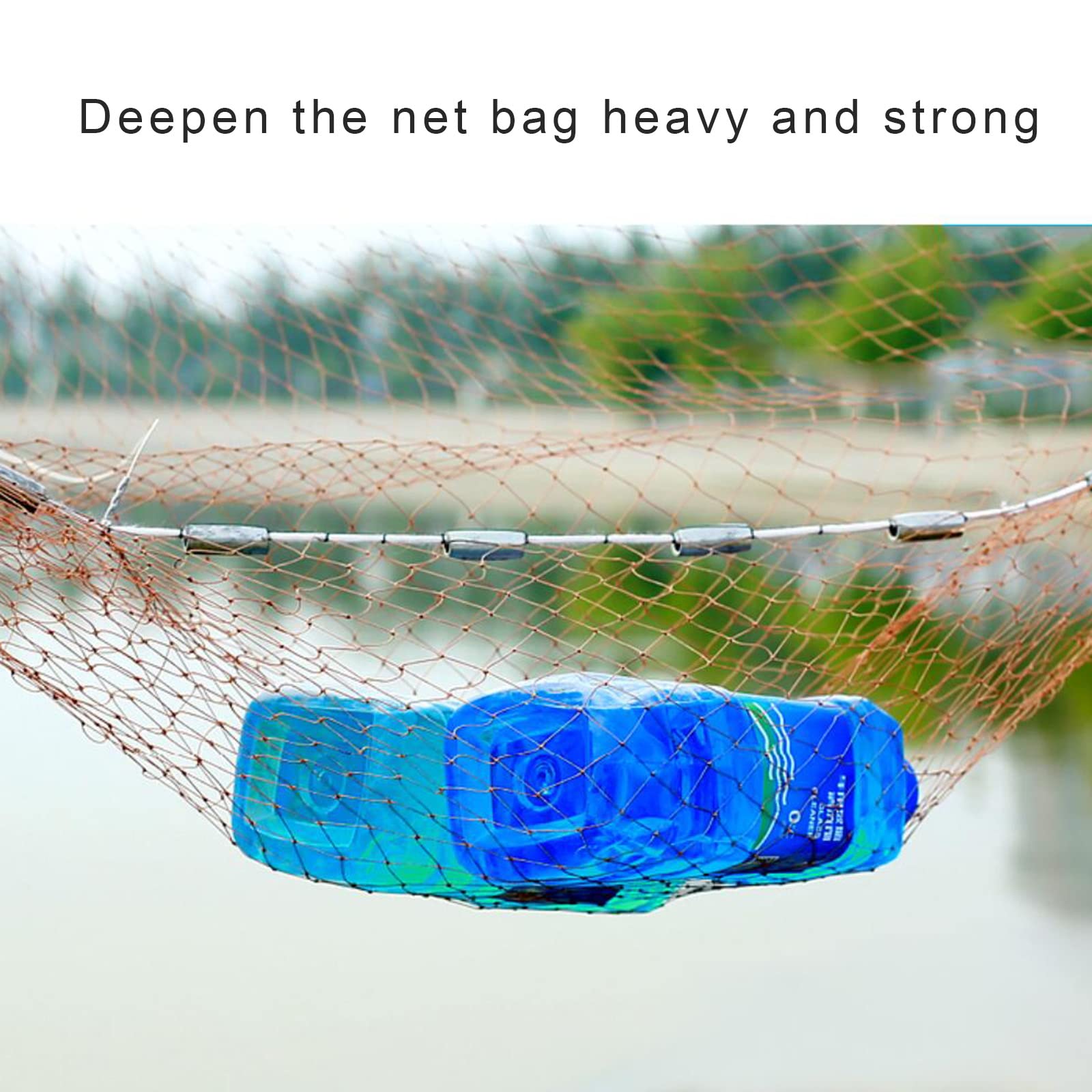 HWTOP Fishing Net, Traditional Old-Fashioned Hand Throwing Net, Automatic Fishing Tool, Durable, for Shrimp, Crab, Fish, 2 Fingers