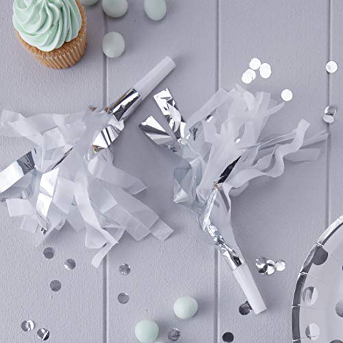 Ginger Ray PM-211 Pick and Mix Party Horns-Silver and White