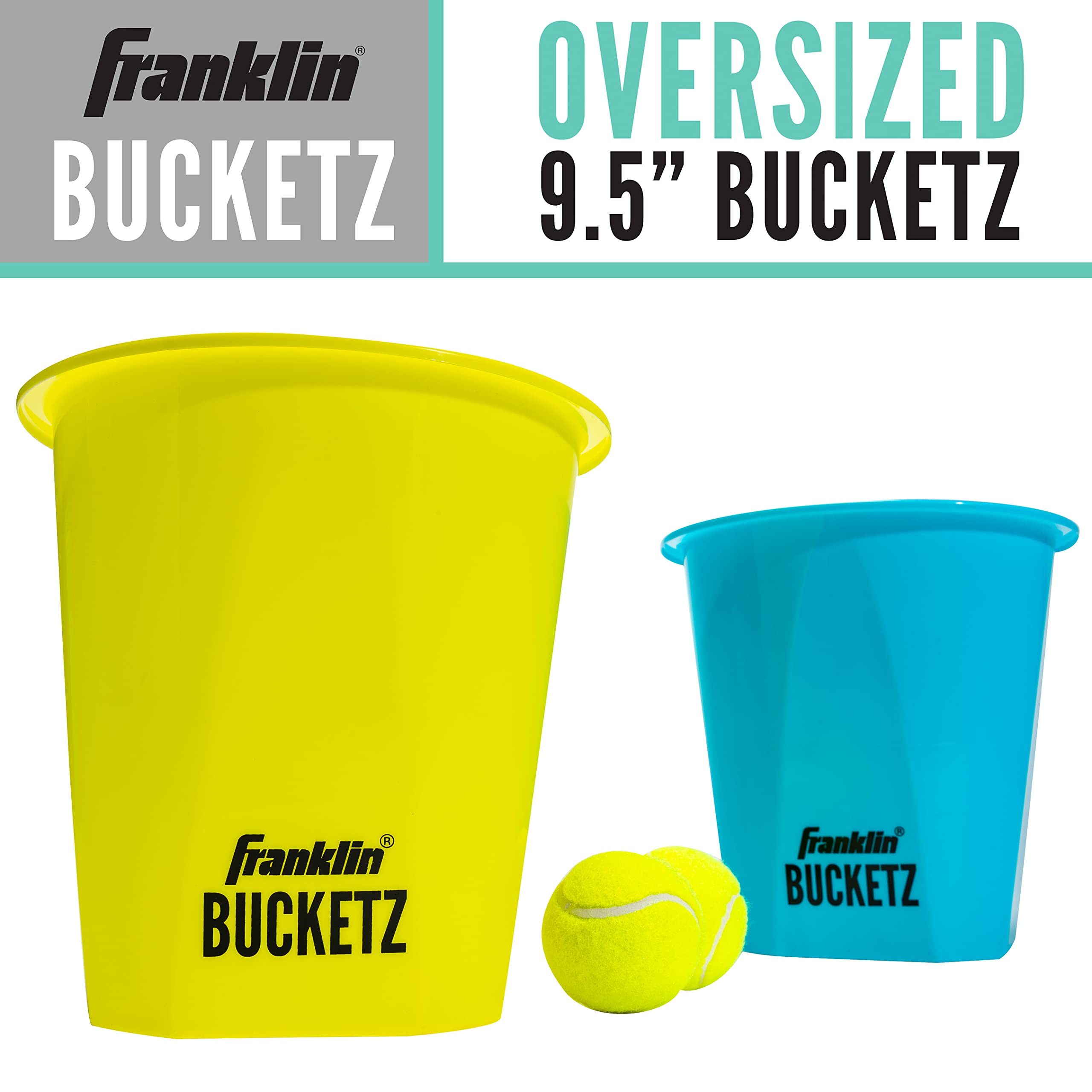 Franklin Sports Bucketz Pong Game β Perfect Tailgate Game and Beach Game β Pong Set Includes 12 Buckets, 3 Balls, and a Carry Case