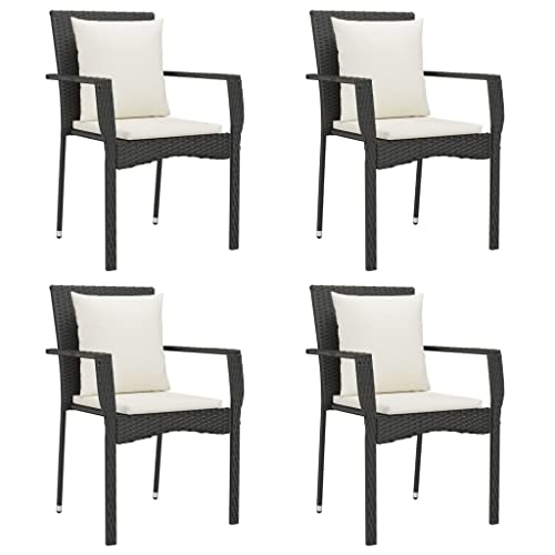 WFAUIBR Dining Set with Cushions 5 Piece Patio ,Bistro Sets,Coffee Table Sets, Whether You Have a Balcony, Lawn, Garden, or Poolside, This Set is Outdoor Spaces,Black,5 Piece 35.4"