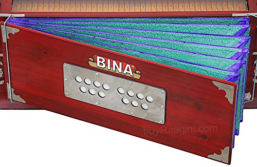 Harmonium, BINA No. 9A, In USA, 7 Stops, 3 1/2 Octaves, Rosewood Color, Coupler, Special Double Reeds, Bag, Indian Musical Instrument (GSB-BCB)