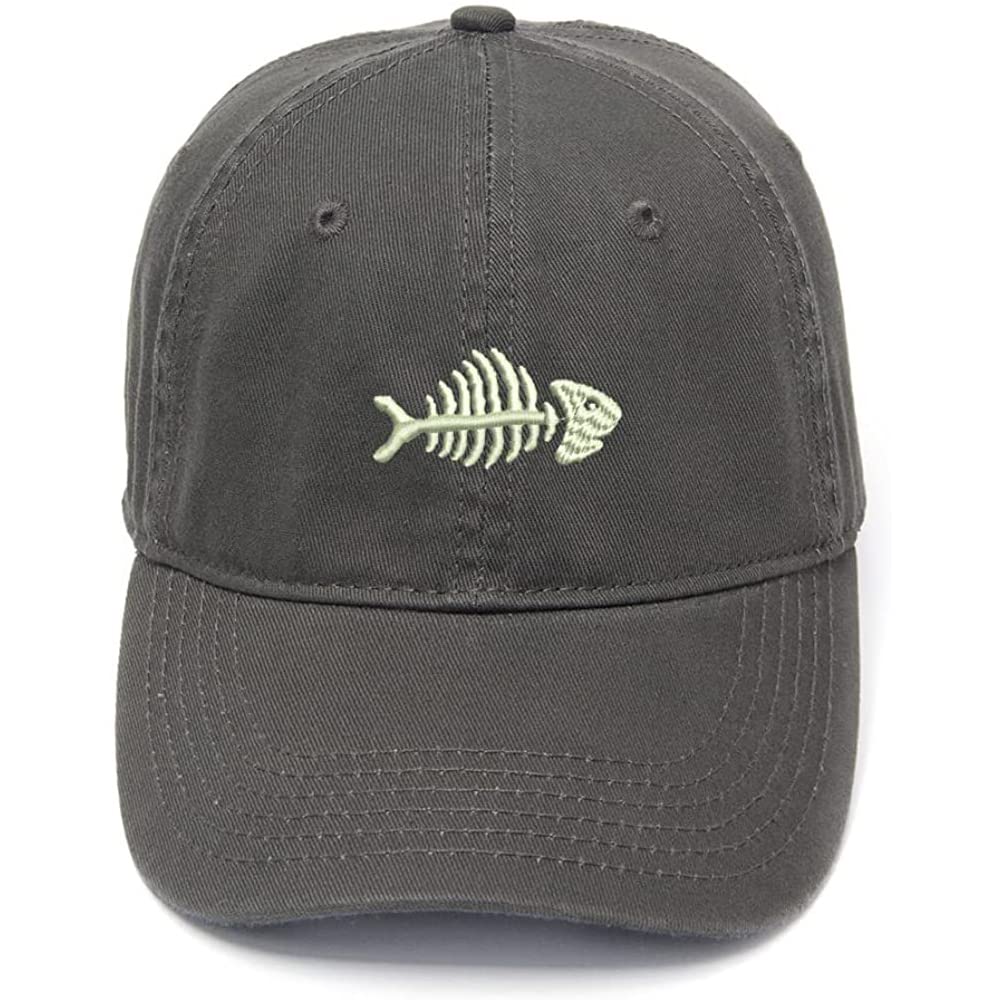 Lyprerazy Men's Baseball Cap Fish Bone Embroidery Hat Cotton Embroidered Casual Baseball Caps (Grey,7)