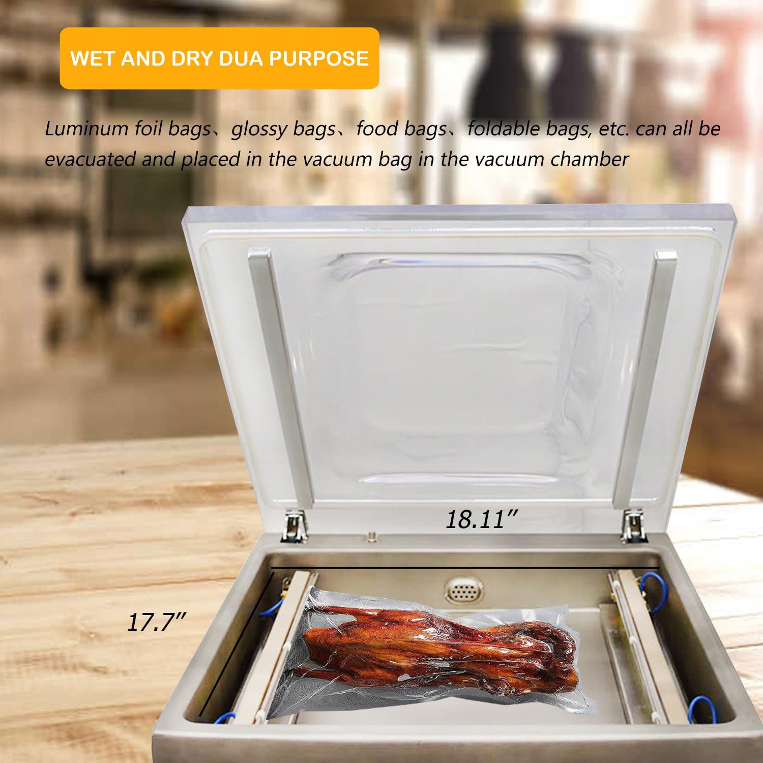 HayWHNKN Single Chamber Vacuum Sealer Packaging Machine Stainless Steel Vacuum Sealers Deeper Chamber