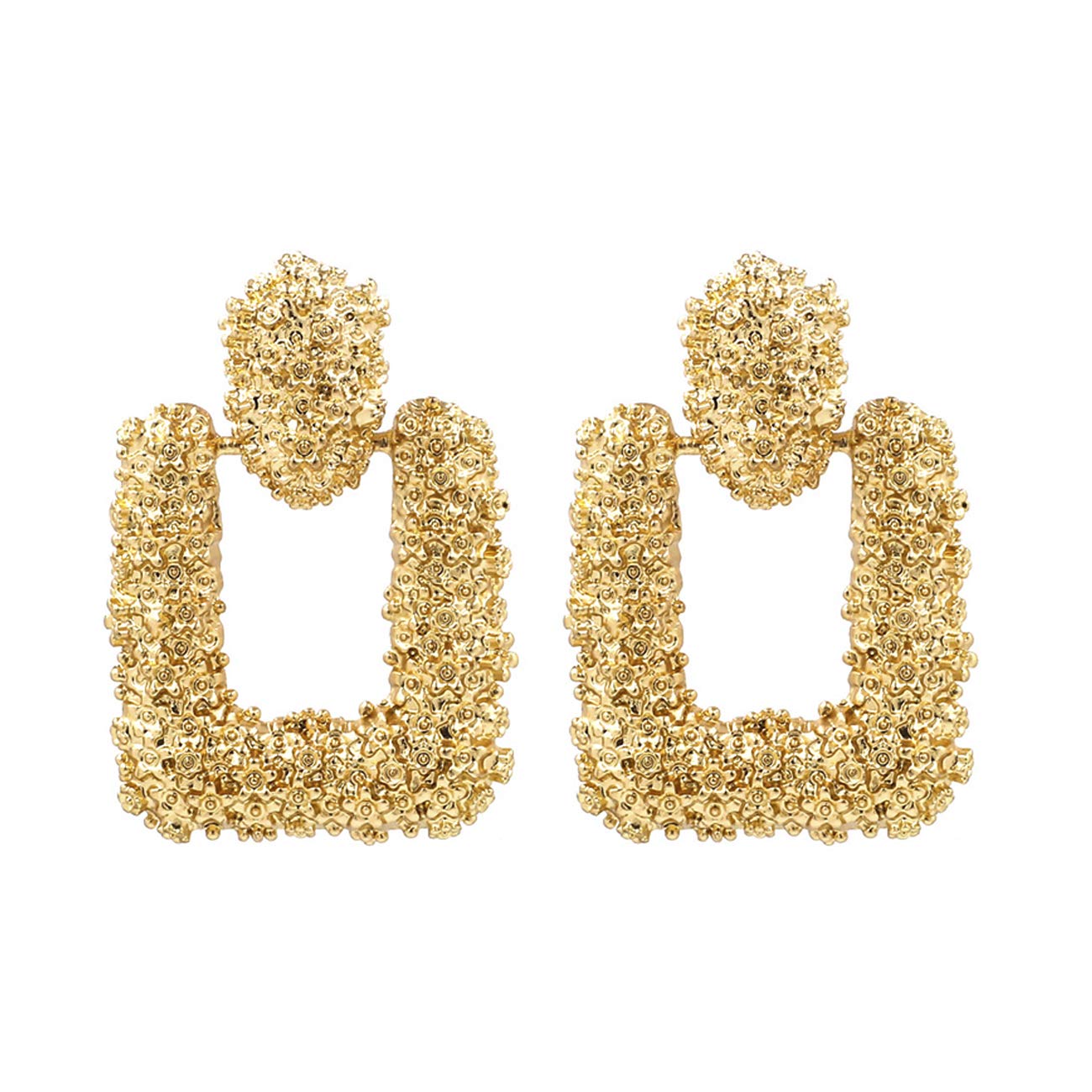 Gold Square Geometric Dangle Earrings, Fashion Statement Drop Earrings for Women KELMALL COLLECTION