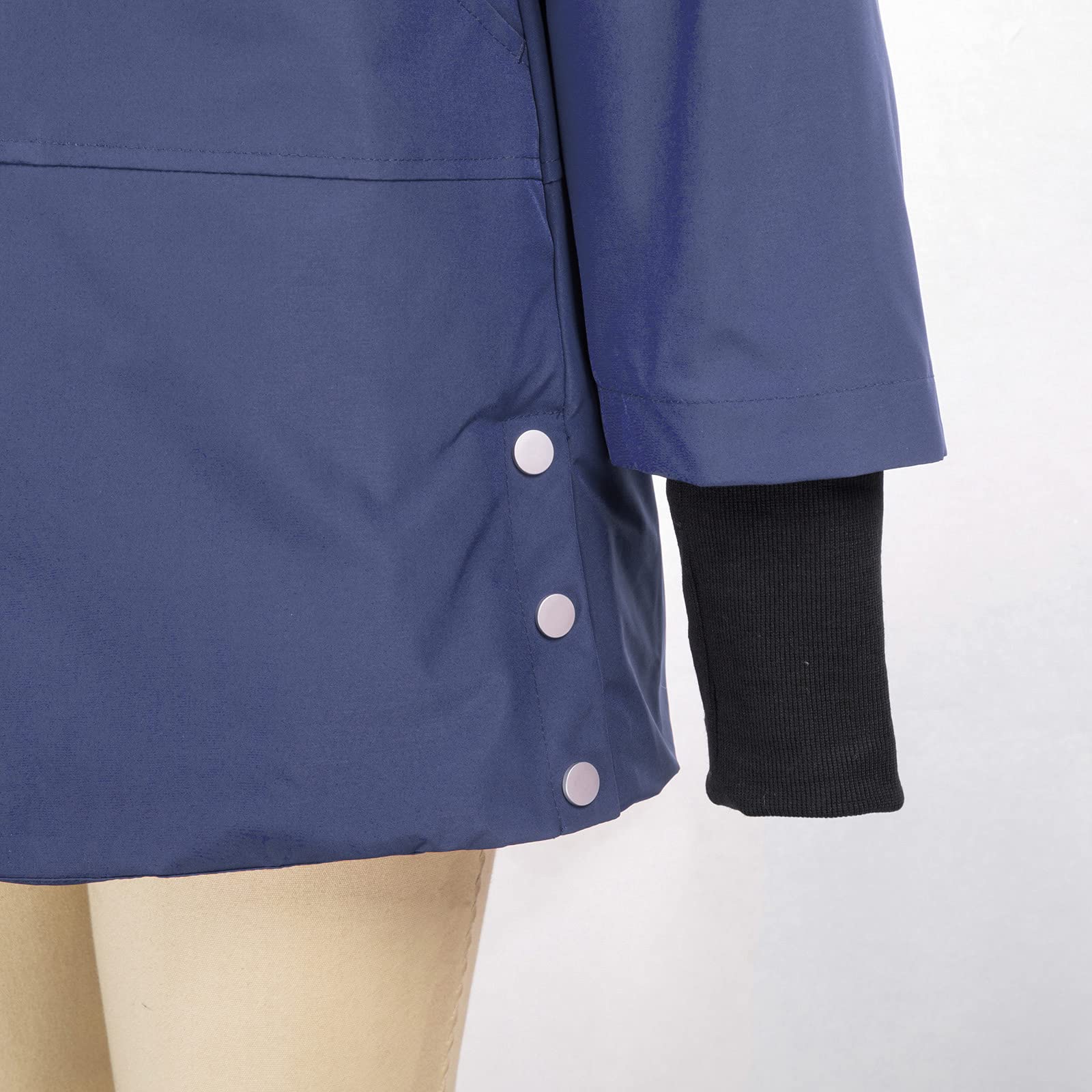 GRACE KARIN Women's Winter Coat Fleece Drawstring Waterproof Parka Fur Hooded Jacket Navy S