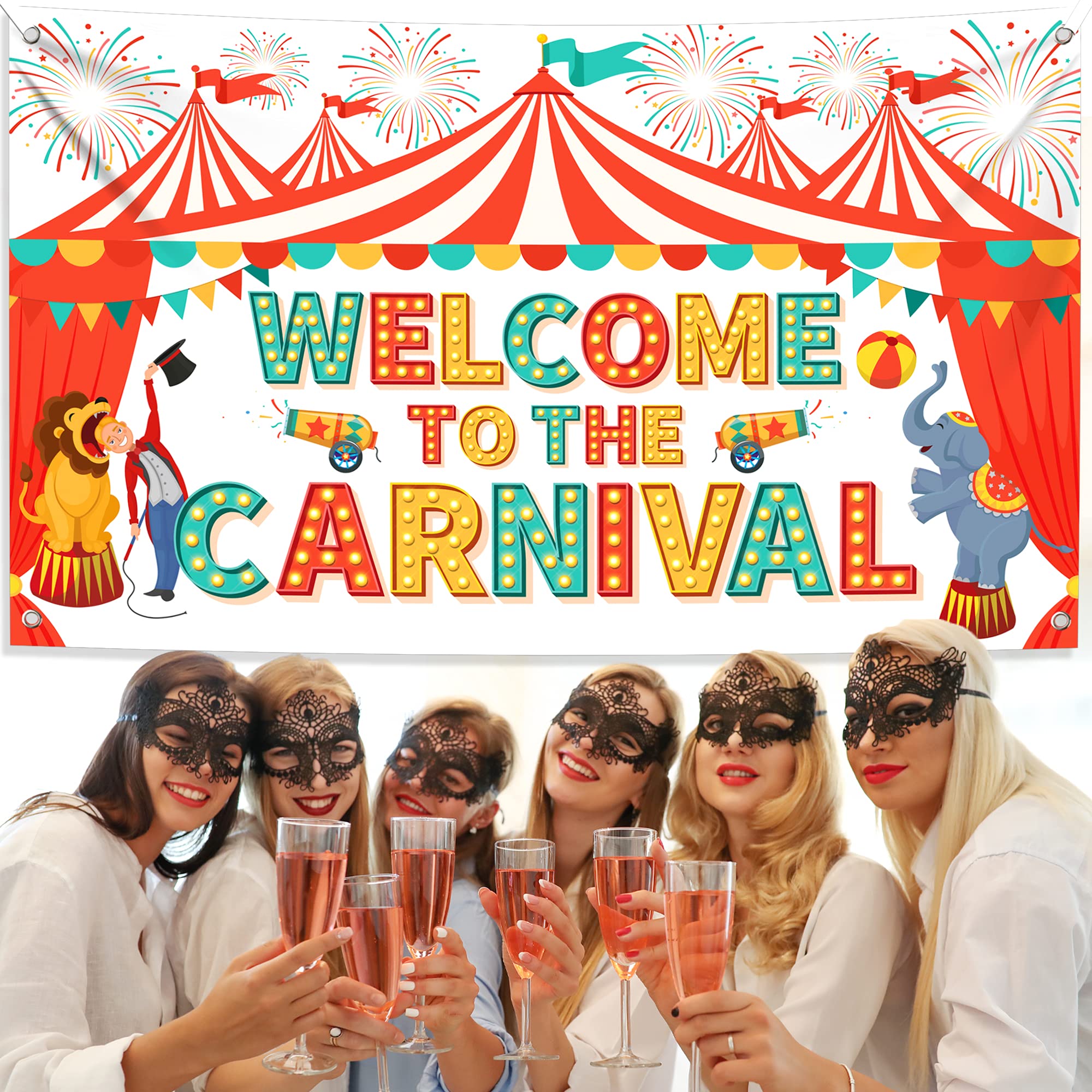 KatchOn, XtraLarge Welcome To The Carnival Banner - 72x44 Inch | Carnival Decorations for Carnival Theme Party Decorations | Carnival Games Decor for Circus Theme Party Decorations | Carnival Backdrop