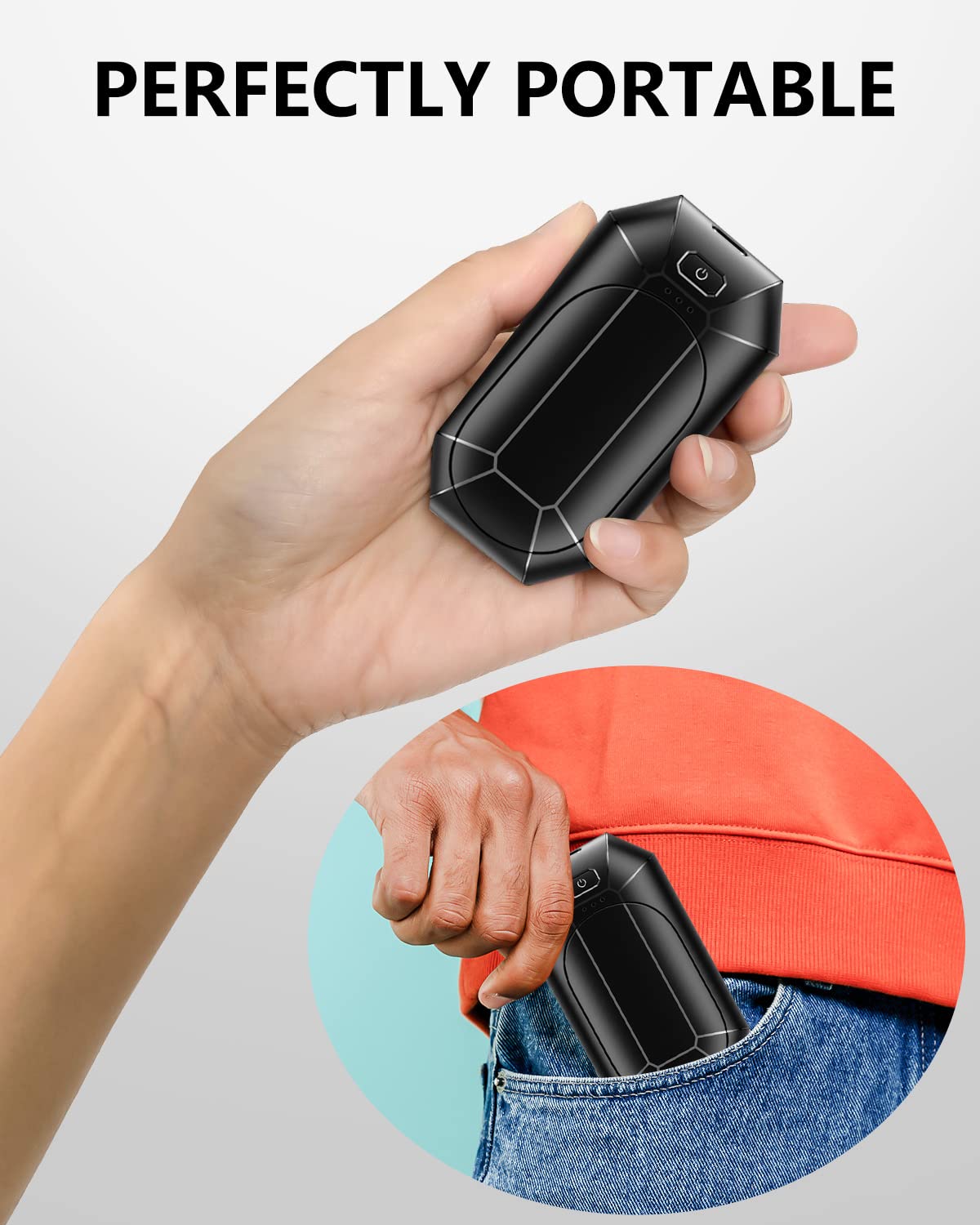 Hand Warmers Rechargeable, Dnaleao 2 Pack 4000mAh Electric Portable Pocket Heater, Heat Therapy Great for Outdoors, Hunting, Golf, Camping, Warm Gifts(Black)