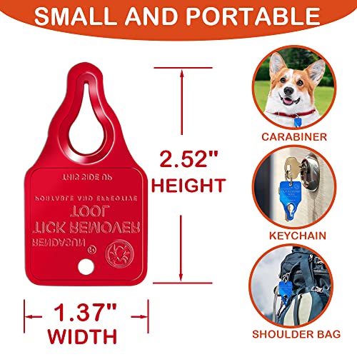Tick Remover Tool, Tick Removal Tool Suitable for Pets, Animals, and Humans, Quick, Safe, Reliable, and Highly Essential Tick Remover Tool for Portable Outdoor Living, 1 Pack (Red)