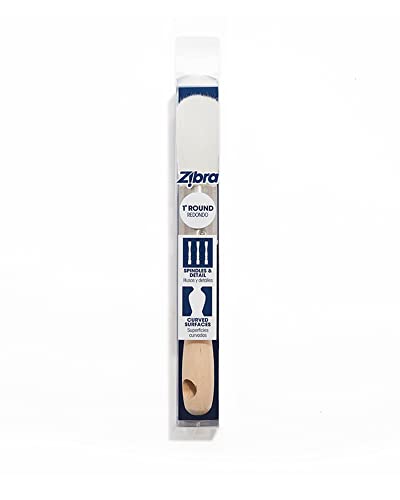Zibra Round Paint Brush for Curved Surfaces and Ornate Details, 1 in, White, Pro Grade