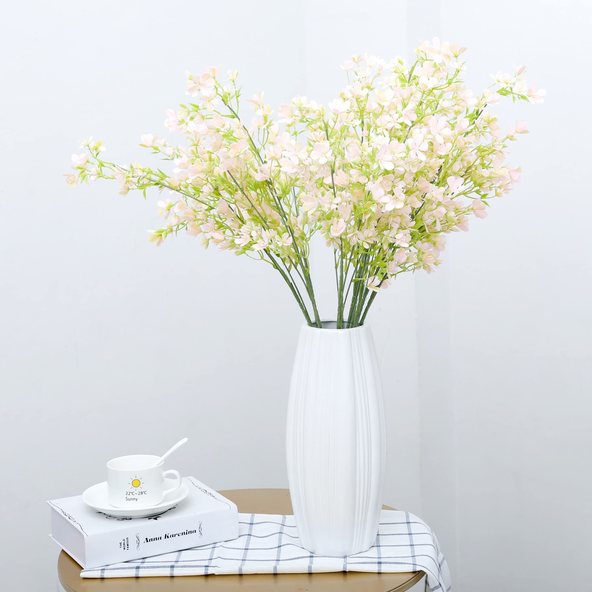 Grand Verde 29” Blush-Pink Plastic Flowers Artificial Bouquet Faux Greenery Long Stems for Tall Vase, DIY Crafts Home Decoration, Bulk 5pcs