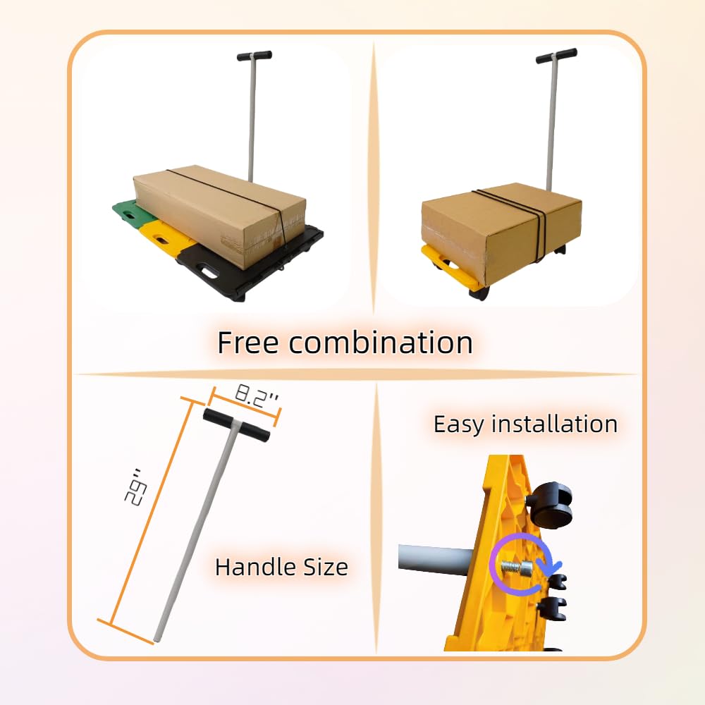 HBFBDRCT 220 Lbs Furniture Spliceable Movers Dolly with Handle and Pull Pope and Nyon Brake Caster and TPR Silent Caster